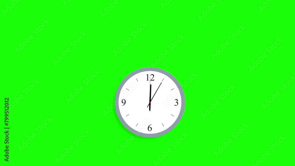 4k resolution Animated analog wall clock counting down loop on chroma ...