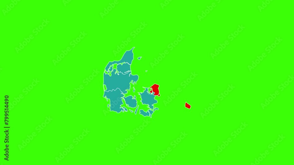 4k Map of the Kingdom of North Denmark Region hovedstaden red ...