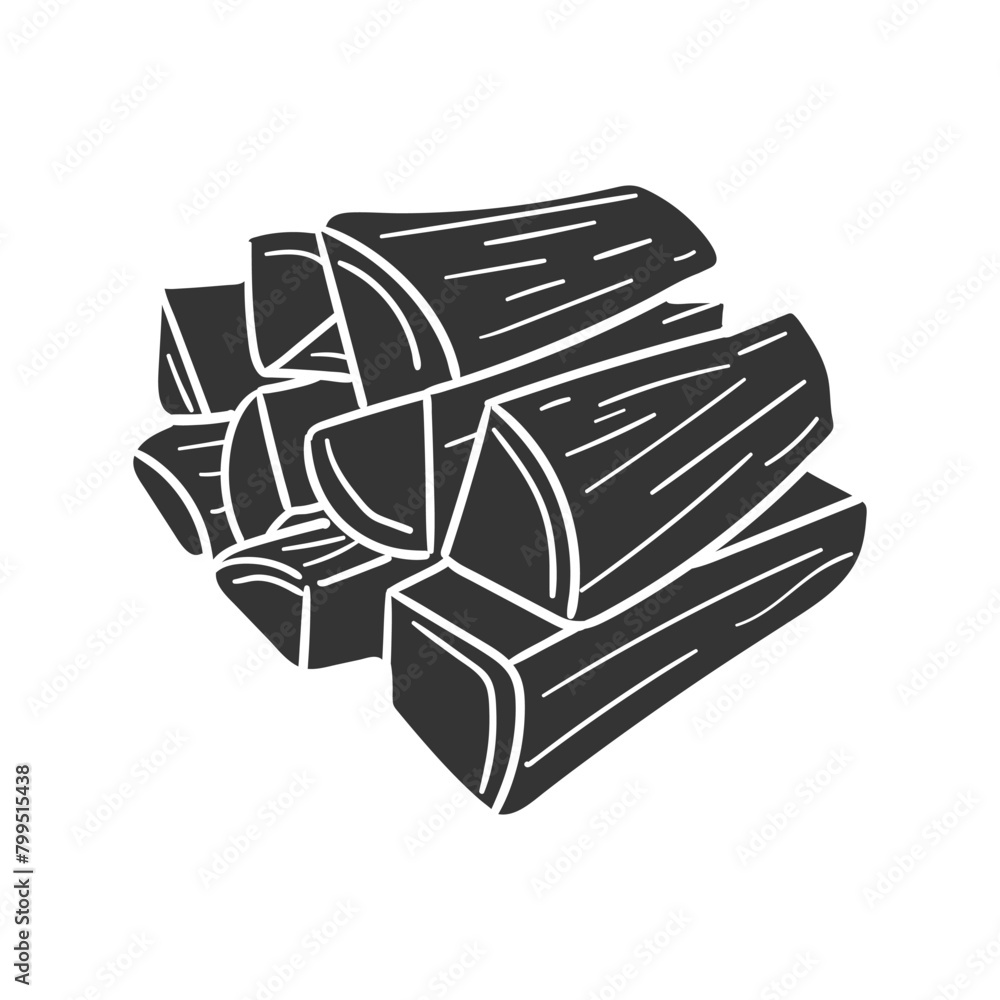 Firewood Icon Silhouette Illustration. Fireplace Vector Graphic ...
