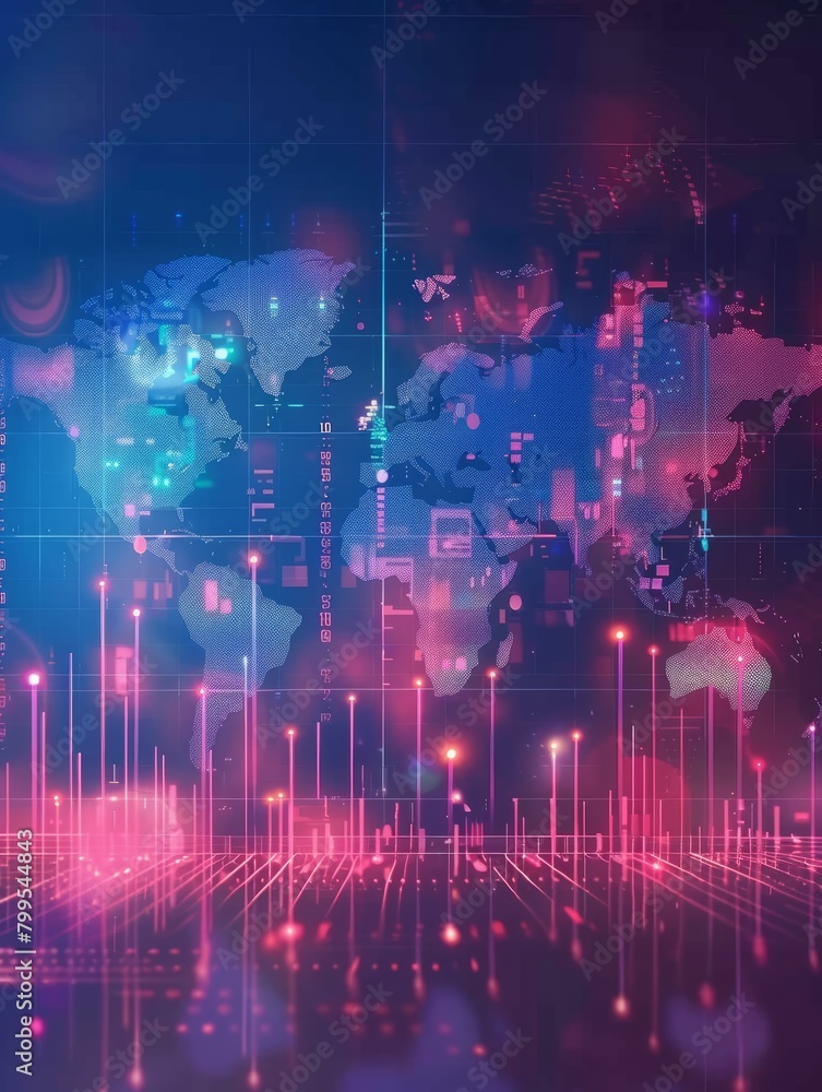 World map with graph in futuristic concept suitable for financial ...