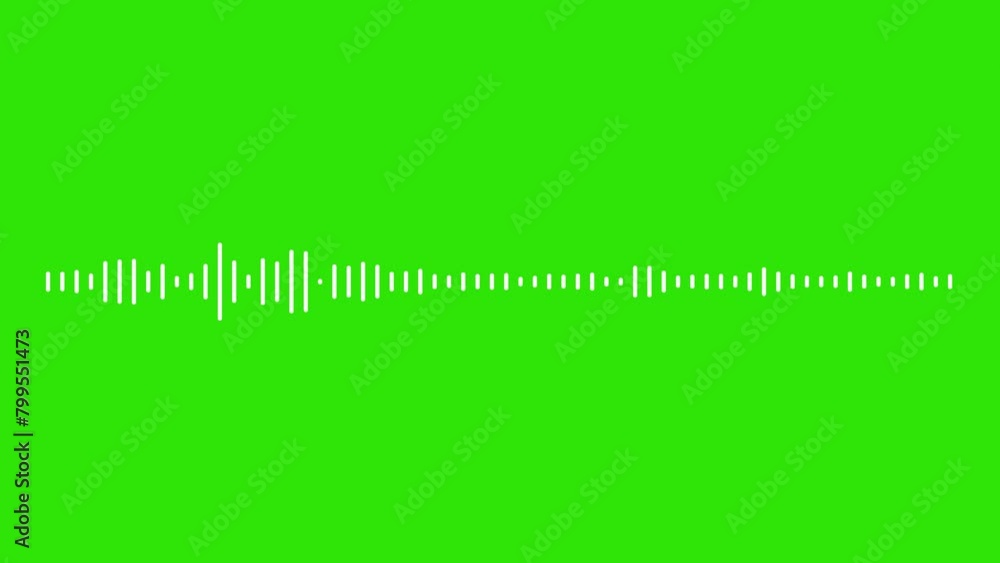 White audio waveform spectrum animation green screen, digital audio ...