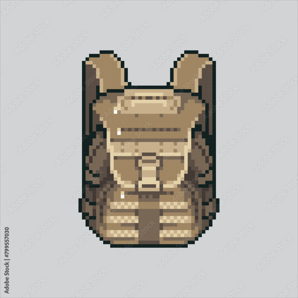 Pixel art illustration Military Backpack. Pixelated Backpack. Military ...
