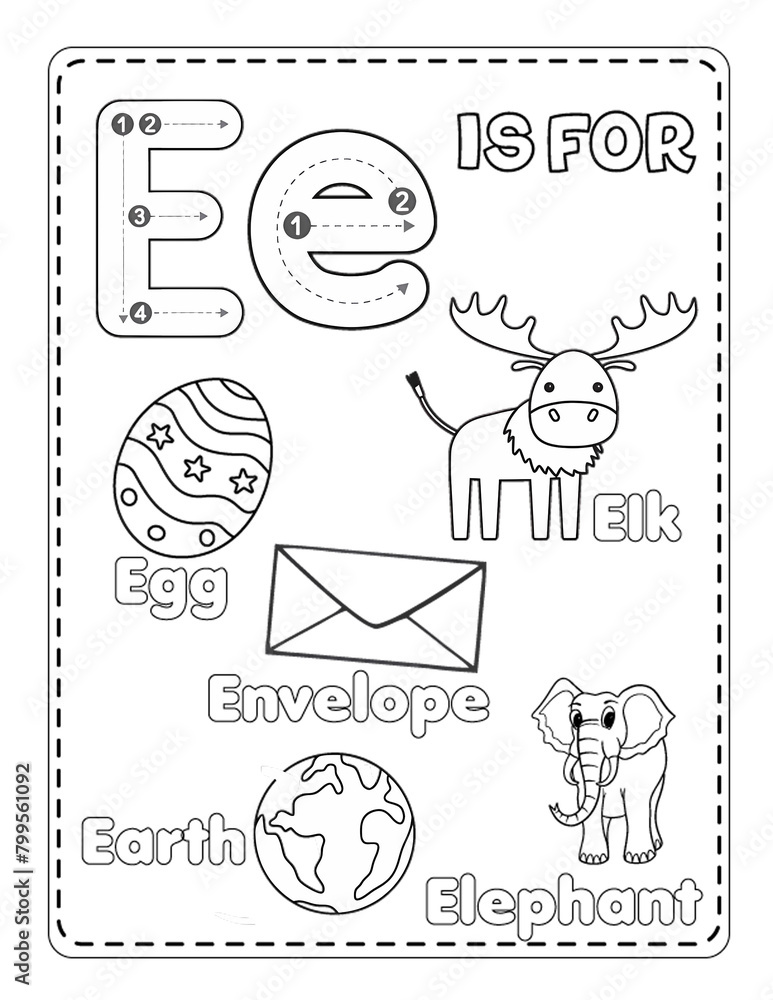 Alphabet E Coloring Pages,ABC Alphabet E Coloring Pages for Kids ...