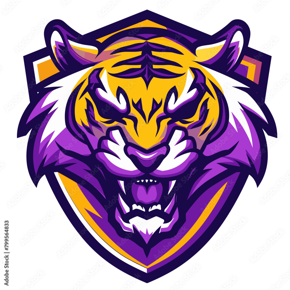 fierce Bengal tiger roaring with its mouth wide open, revealing sharp ...