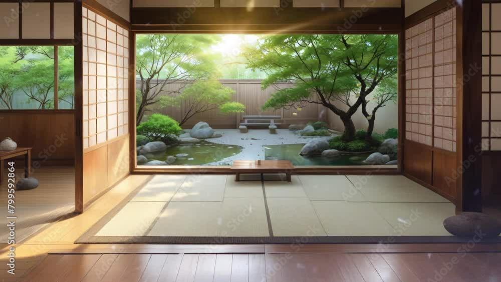 Authentic Japanese house interior design with a minimalist table setup ...