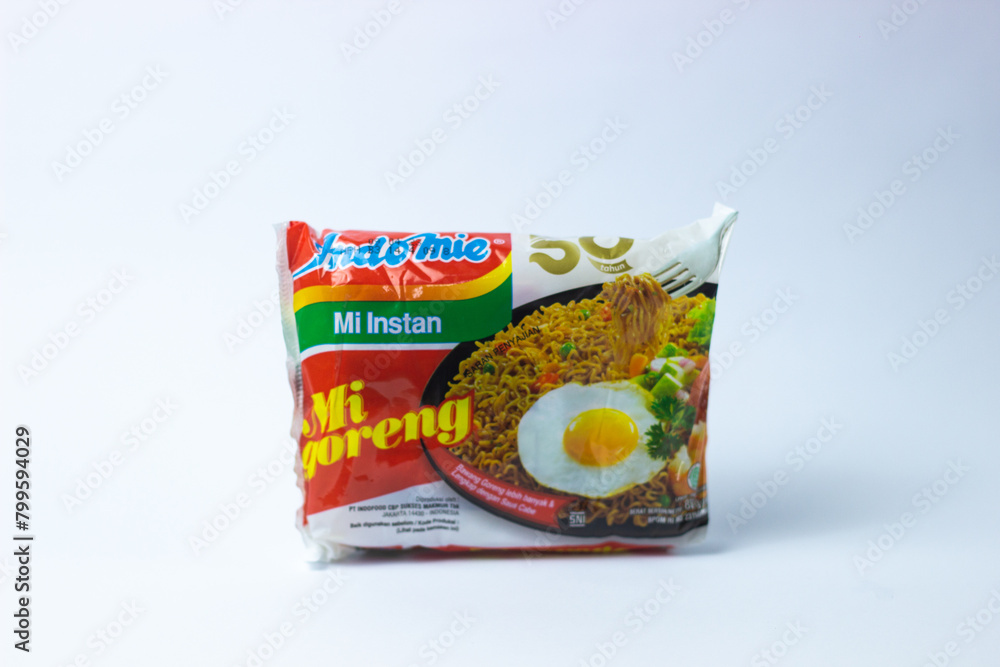 Bandung, 09 March 2023: Indomie in plastic bag package. Famous instant ...