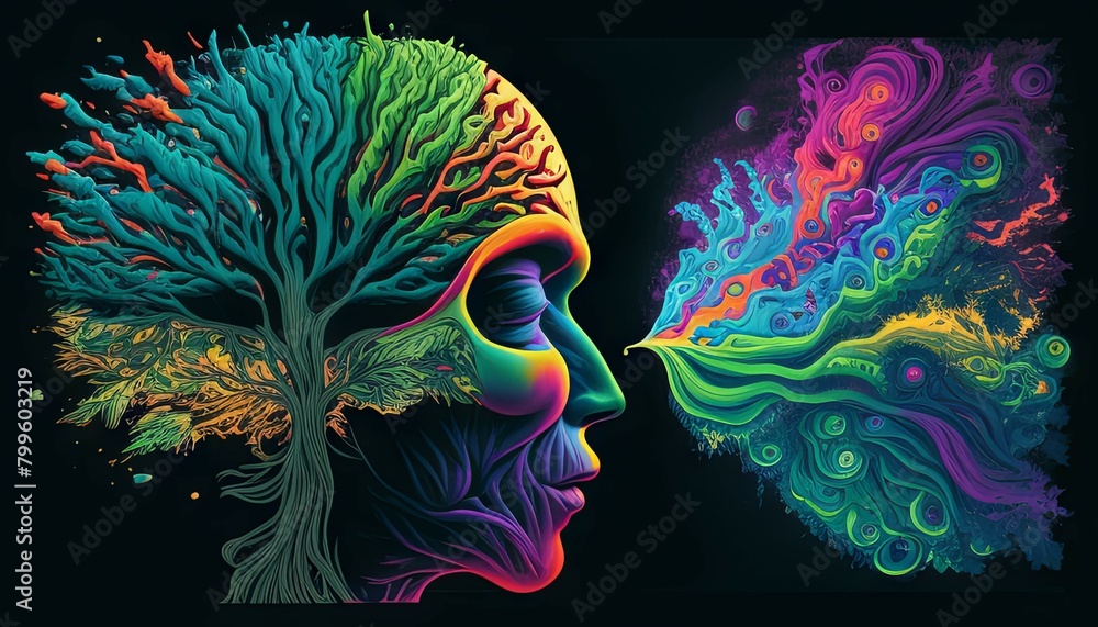 Vibrant tree brain melding with colorful abstract - This artwork ... Vibrant tree brain melding with colorful abstract - This artwork ...