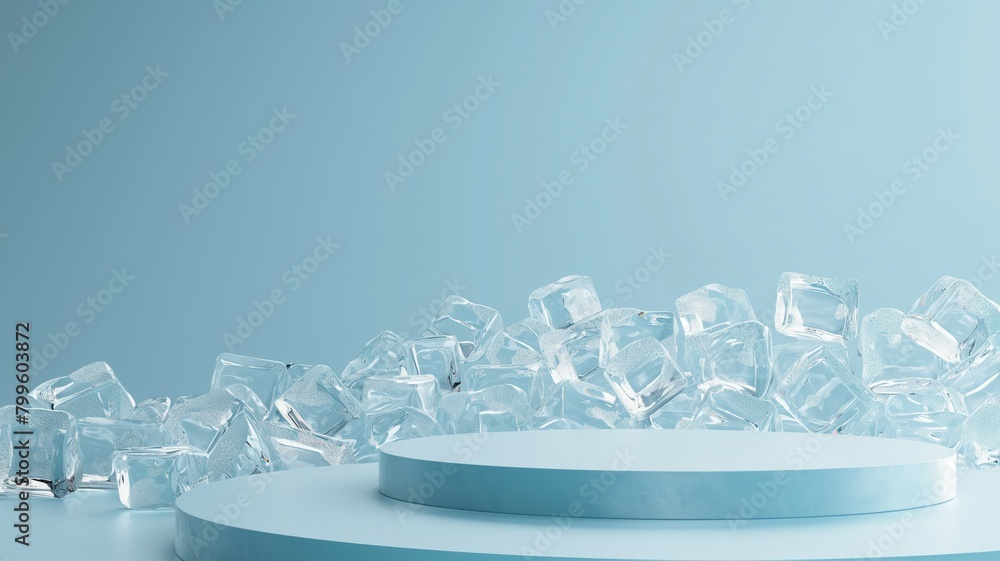 Podium mockup, cool ice cube summer background for product display, 3d ...