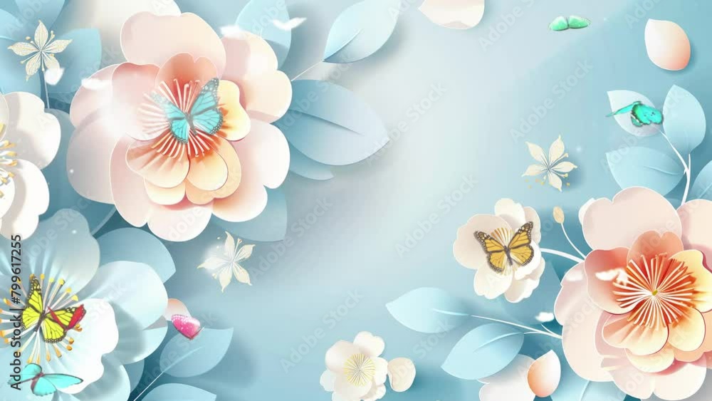 spring paper cut design. beautiful paper art flowers background stock ...