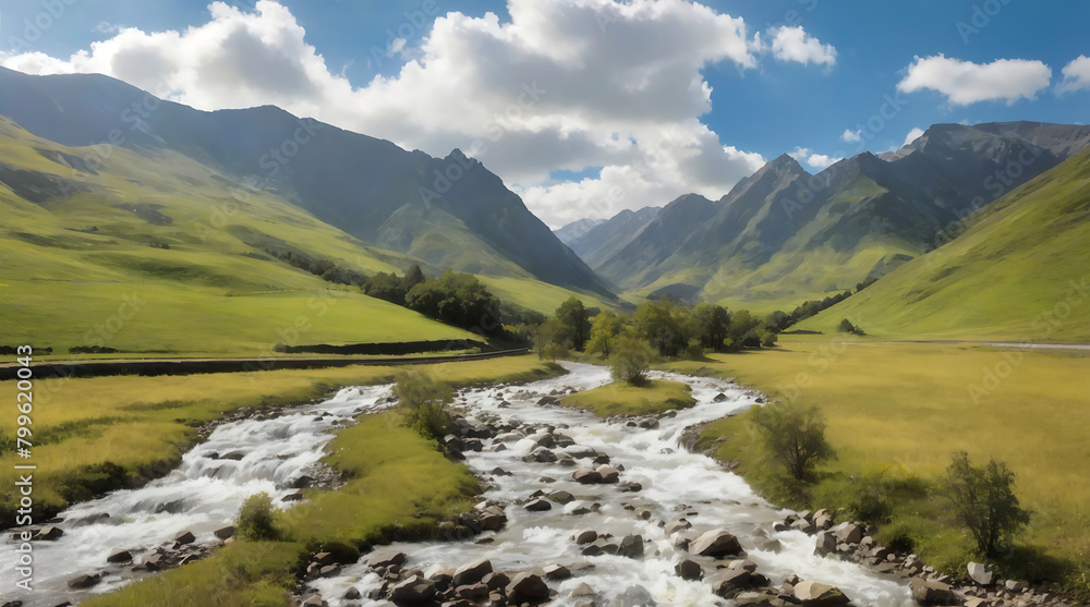 Daytime scenery of mountains stretching across the distance And there ...