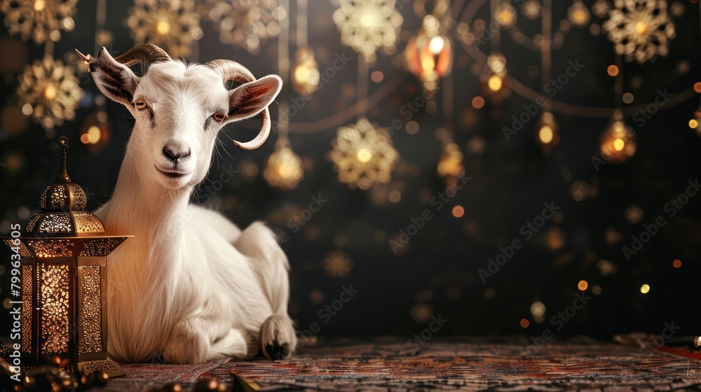 Illustration of a goat, the sacrificial animal of Muslims on the Eid al ...