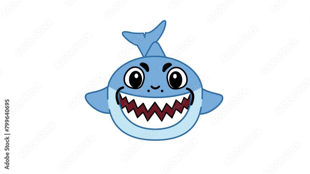 Shark animation swimming with biting motions. Front view. Transparent ...