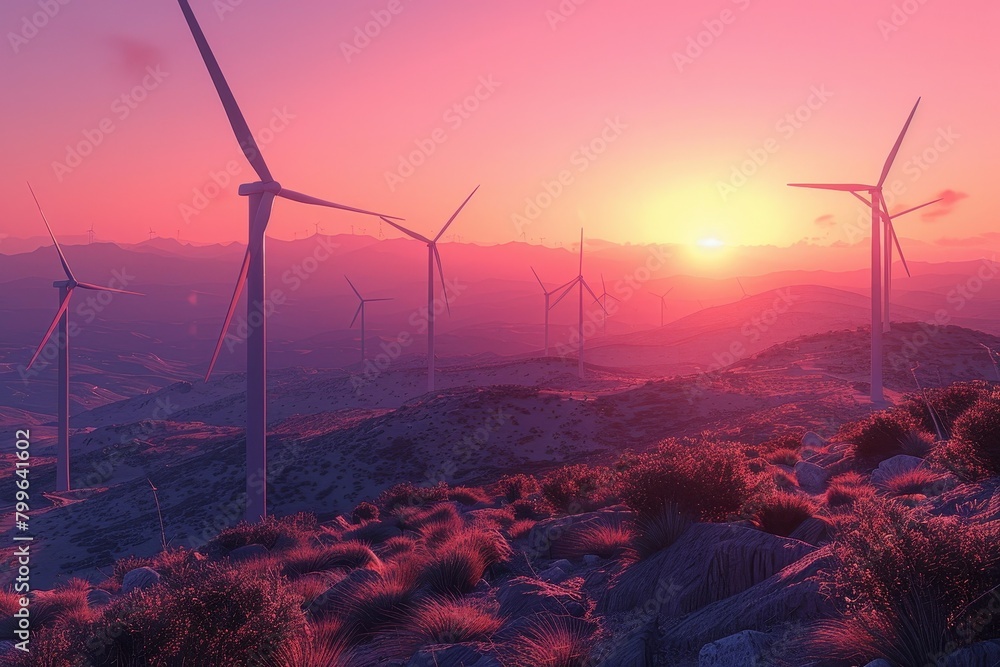 Wind energy. Wind power. Sustainable, renewable energy. Wind turbines ...