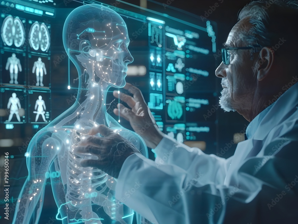 Doctor Examining Virtual Anatomy A Leap in Digital Health Care Stock ...