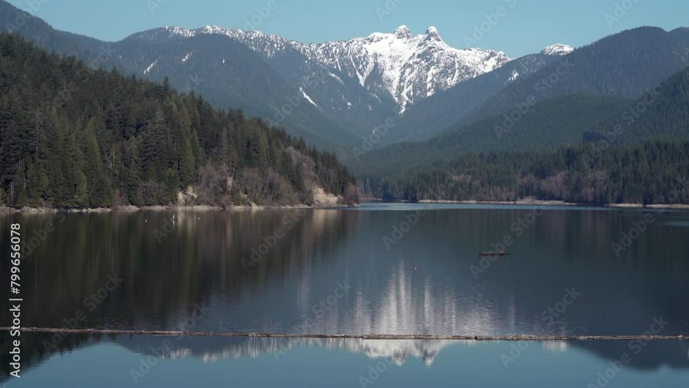 Capilano Lake Lions Reflection North Vancouver 4K UHD. The view of the ...