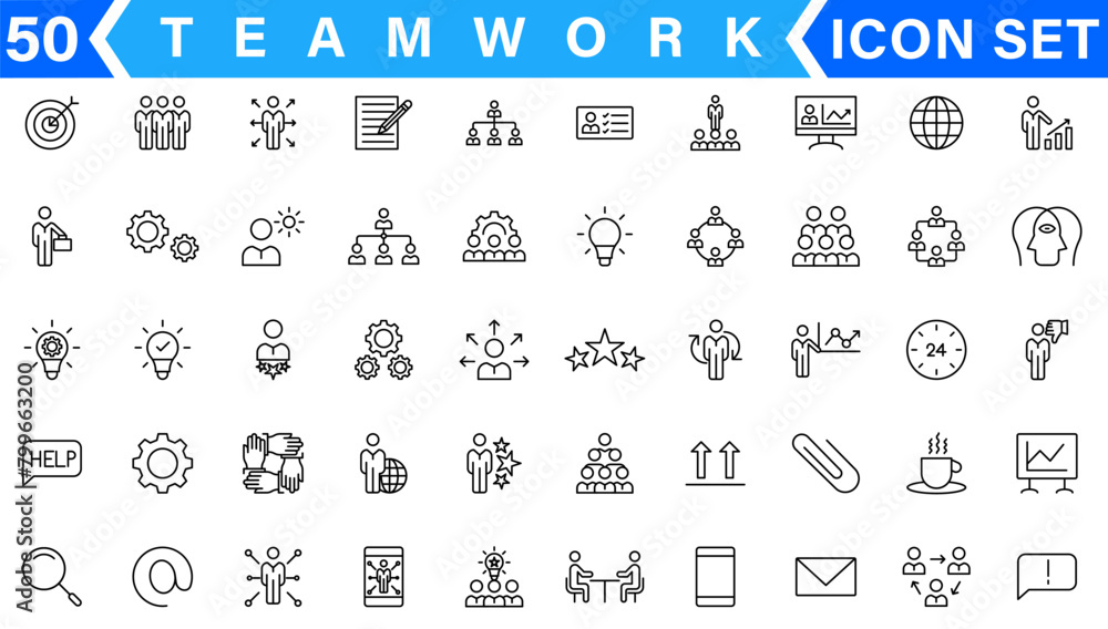 Teamwork icon set. Business team working together symbol. Co-worker ...