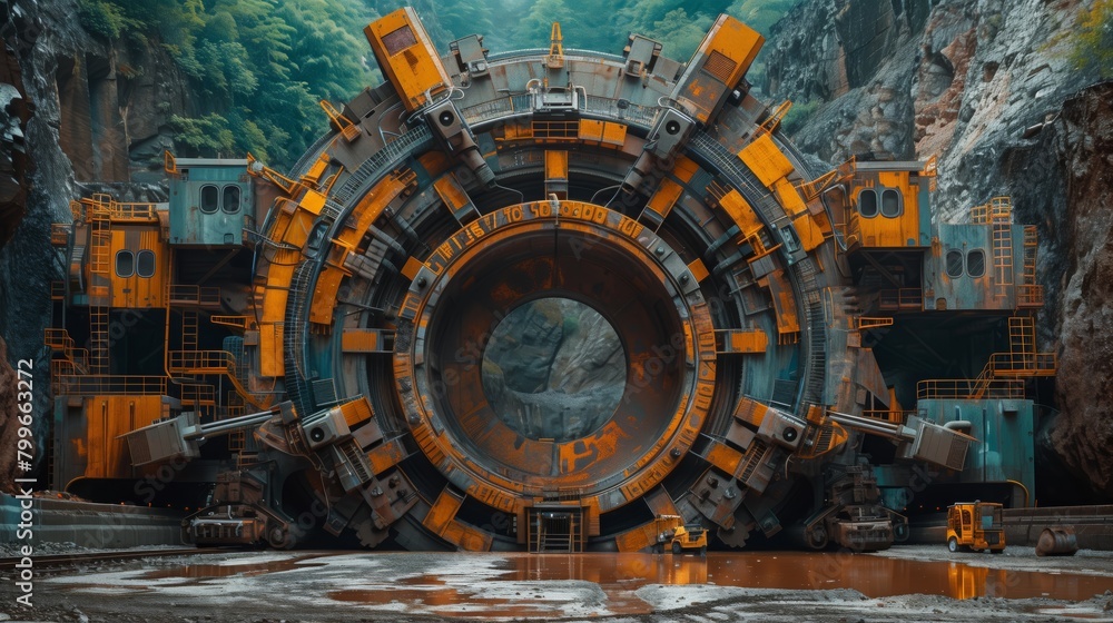 Frontal View of a Tunnel Boring Machine at Cliffside. Tunnel boring ...