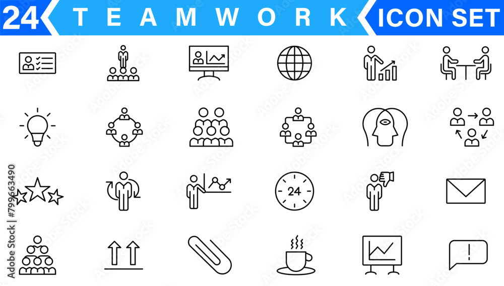 Teamwork icon set. Business team working together symbol. Co-worker ...