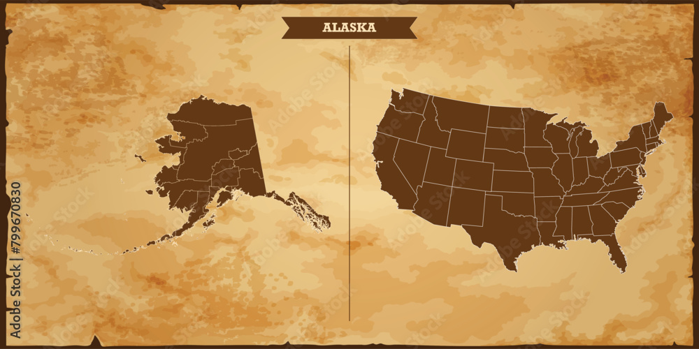 Alaska state map, United States of America map with federal states in A ...