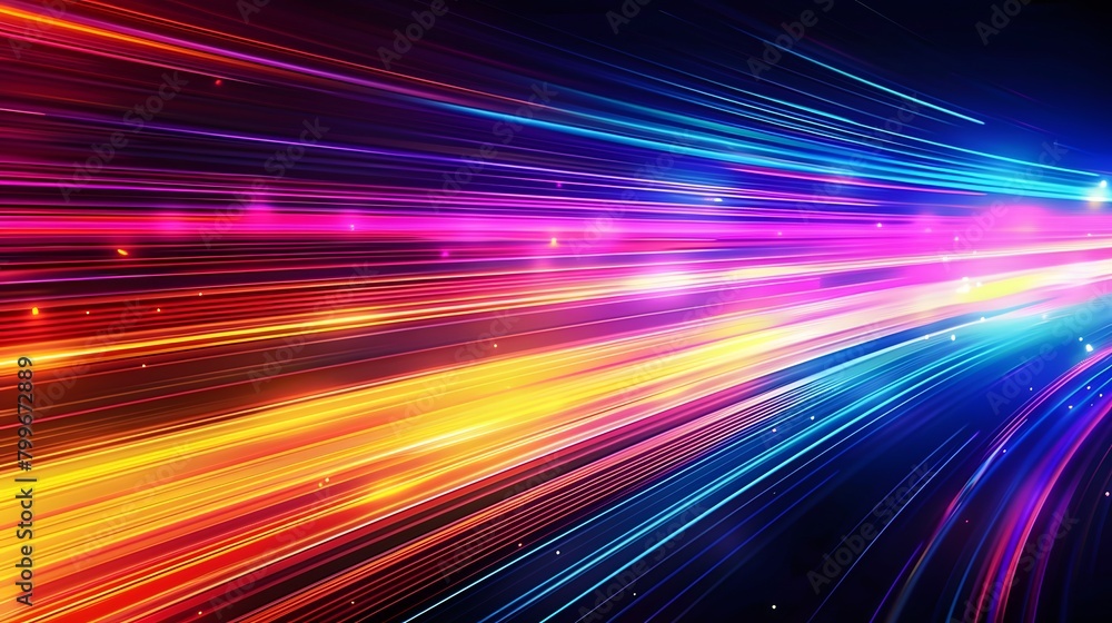 Vibrant rainbow streaks at warp speed create a dynamic and colorful ...