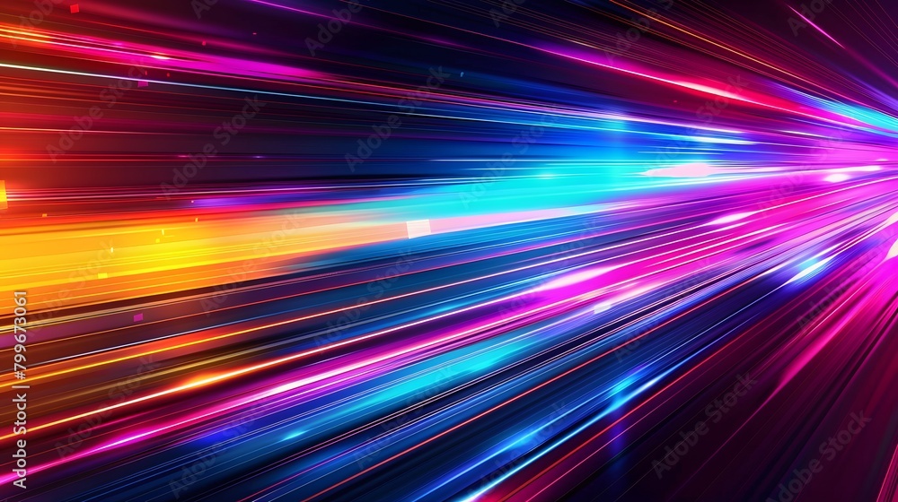 Vibrant rainbow streaks at warp speed create a dynamic and colorful ...