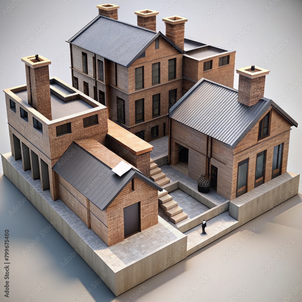 3D Render of a heritage conservation area with restored heritage ...