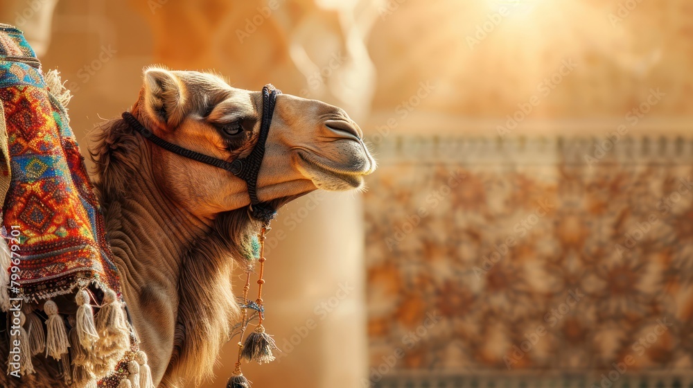 Islamic sacrificial camel on the Eid al-Adha holiday, with an Islamic ...