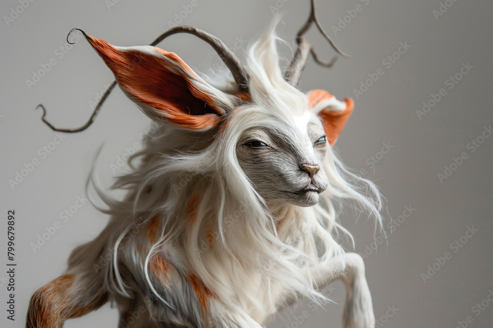 animal art, unique creature with the head of a goat and humanoid body ...