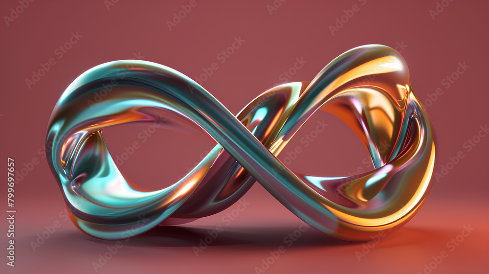 Harmonic Flow, 3D Abstract Liquid Infinity Symbol on Rich Maroon ...