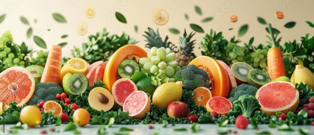 Design a series of 3D illustrations of superfoods for an interactive ...