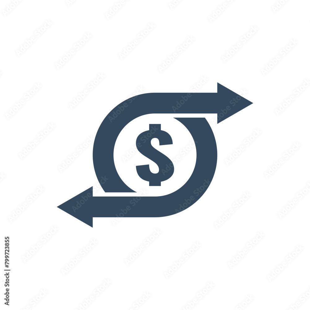 bank or market cashback icon, money refund round sign, return ...