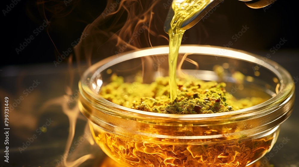 Cannabis extract being heated with a torch, intensifying its potency ...