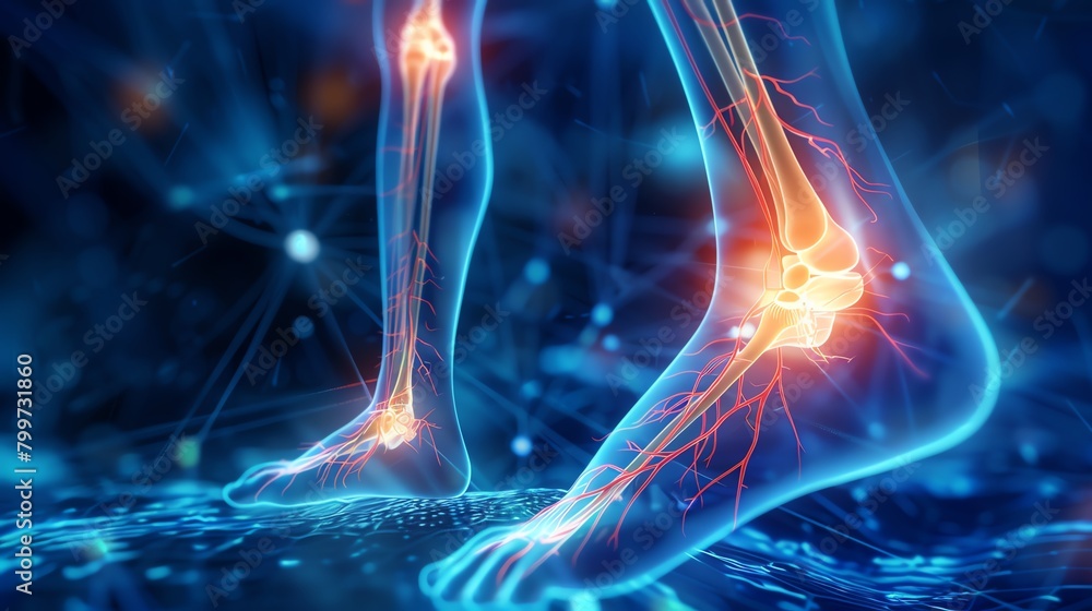 Sciatic nerve compression shown by leg shooting pain in photo Concept ...