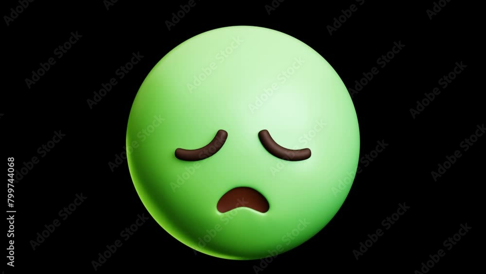 Fever face, sick face emoji, 3d emoticon animation, Alpha channel ...