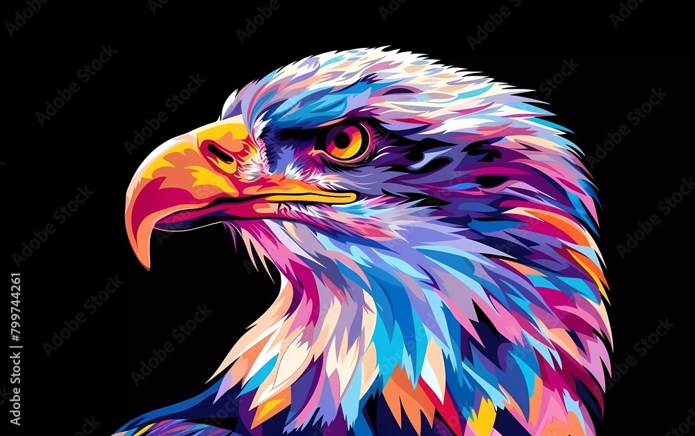 eagle drawn using WPAP art style, isolated black background, pop art, vector illustration. Stock ...
