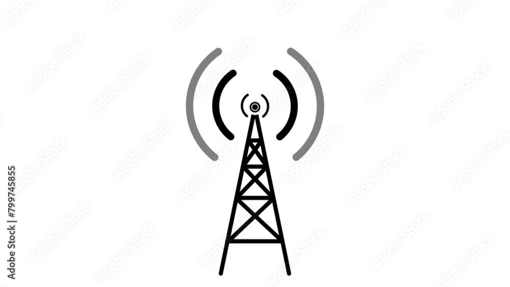 wave signal tower animated icon wave signal tower looping circle 4k ...