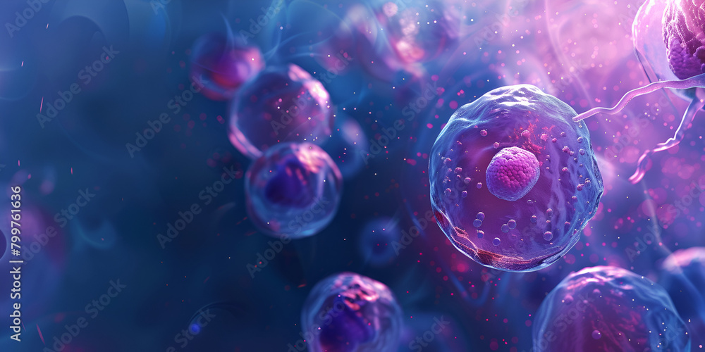 Human cell Cell division under a microscope view hemoglobin molecule ...