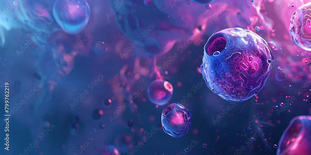 Human cell Cell division under a microscope view hemoglobin molecule ...