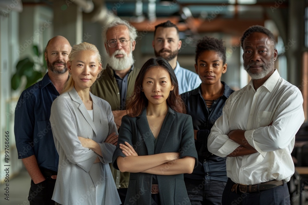 Successful multiethnic and multi-generation group of business people ...