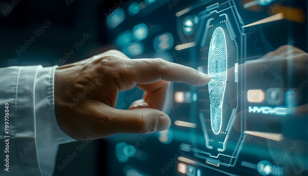 Doctor's Fingerprint on Futuristic Virtual Medical Interface Stock ...