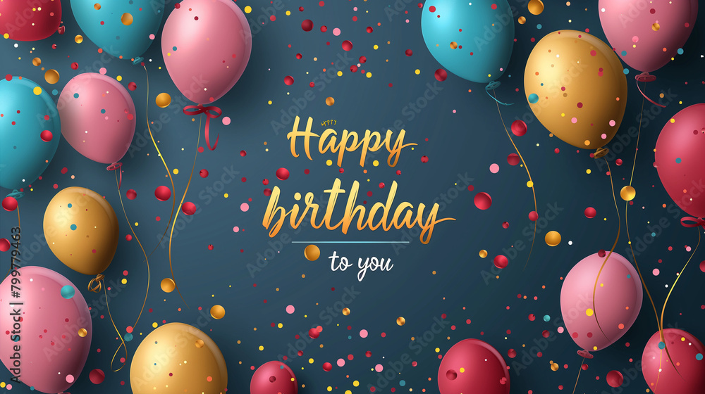 Birthday balloons vector background design. Happy birthday to you text ...