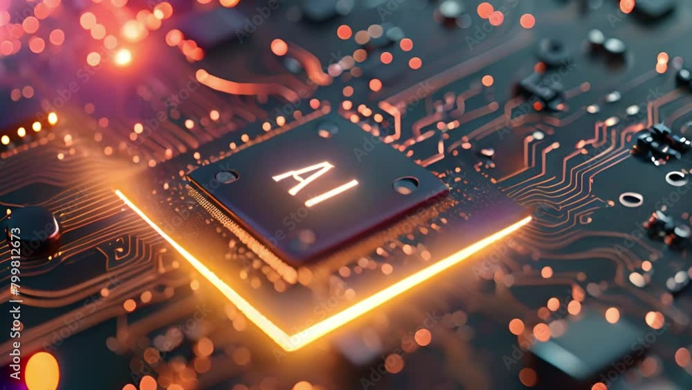 Vidéo Stock Digital Data moving on Circuit Board and CPU loop backgrounds. Computer Processing ...