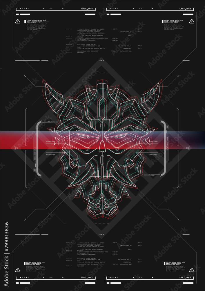 Tech Abstract poster template with HUD elements. cyber culture, Modern ...
