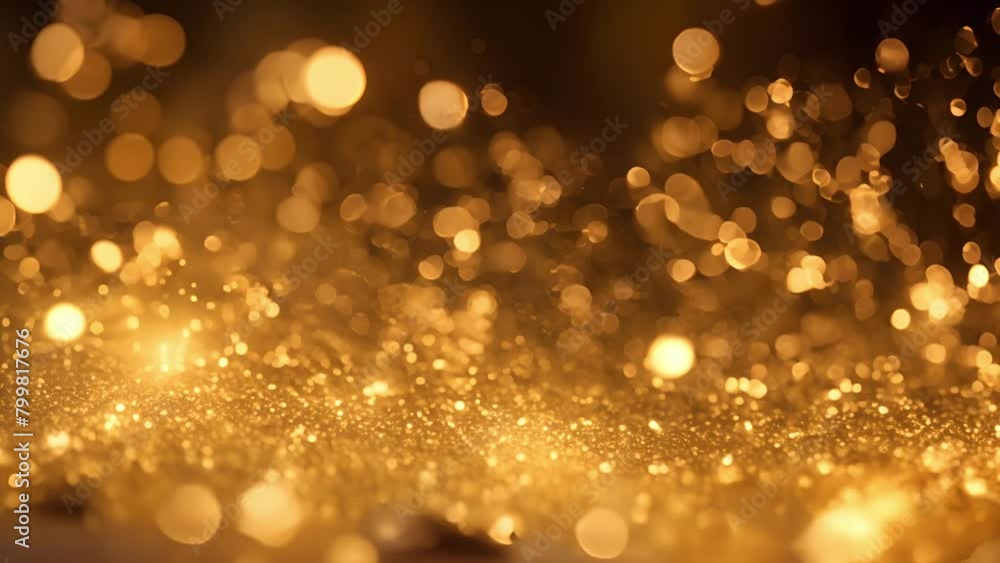 Gold particles abstract background with shining golden Floating Dust Particles Flare Bokeh star ...