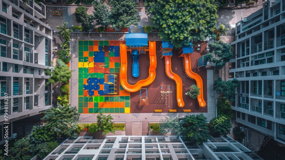 Top view layout of playground - childrens recreational area structures ...