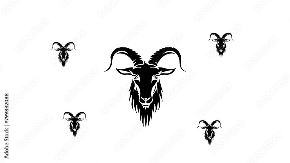 Zoom in and out animation the goat symbol. Large black symbol in the ...