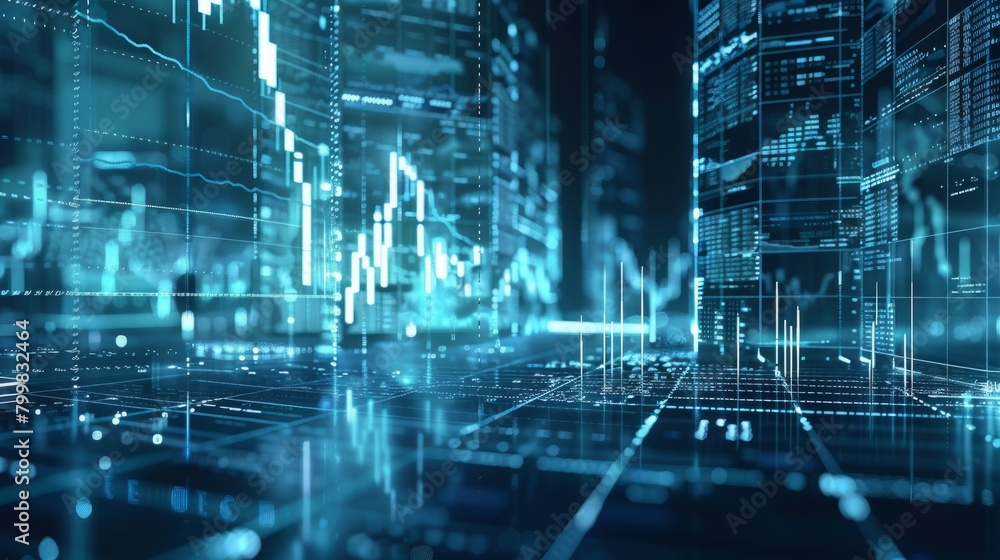 Graph of stock market data with blue color scheme Stock Illustration ...