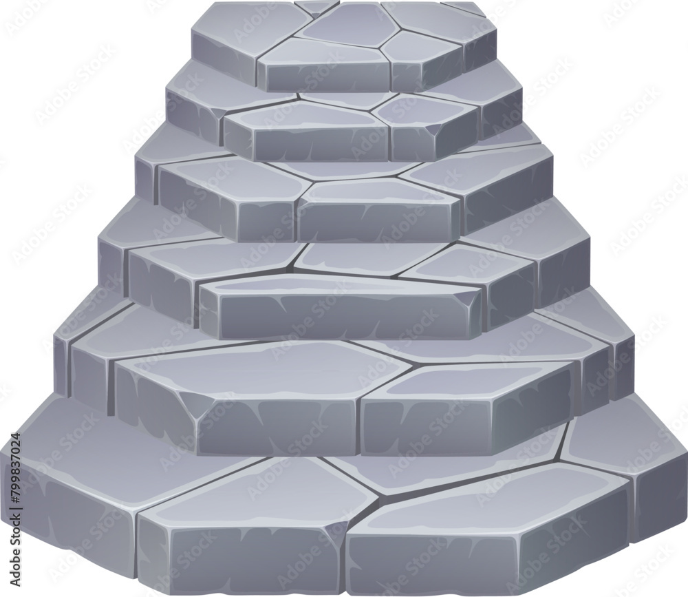 Stone stairs, isolated cartoon vector staircase made of rock pieces ...