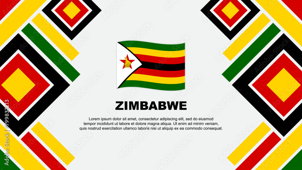 Zimbabwe Flag Abstract Background Design Template. Zimbabwe ...