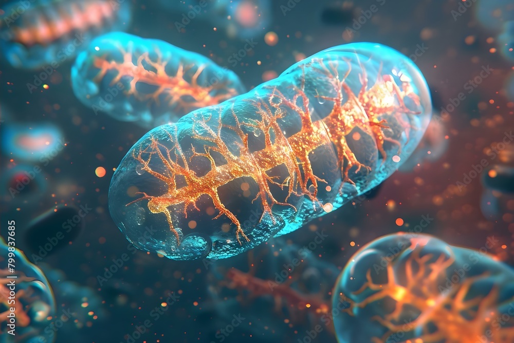 3D model of mitochondria showing dynamic structure and energy ...